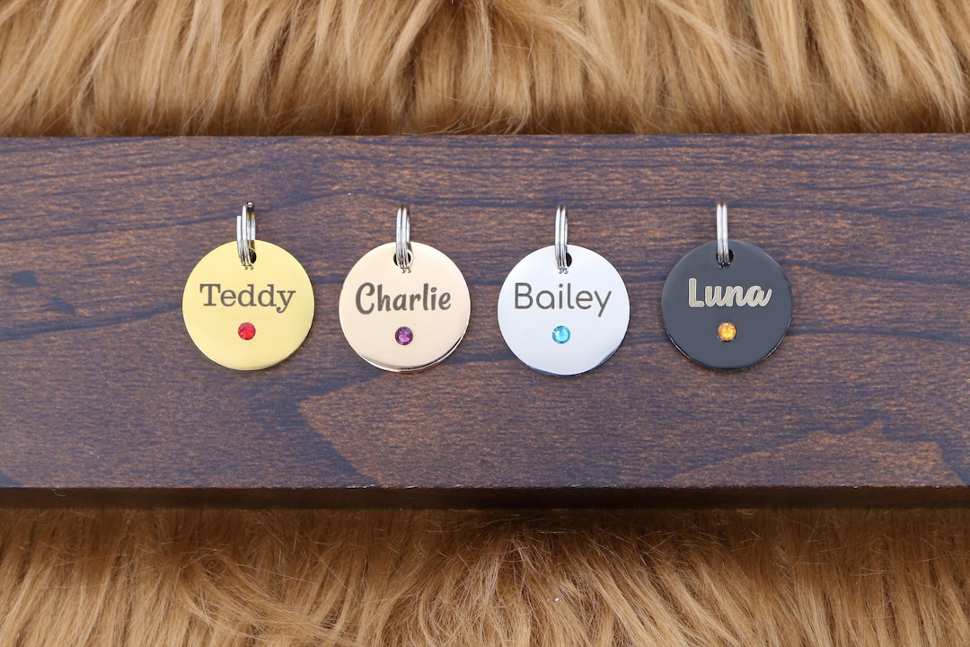 Personalized Crystal Cat Tag: Custom Pet ID, Engraved Name & Number - Etsy