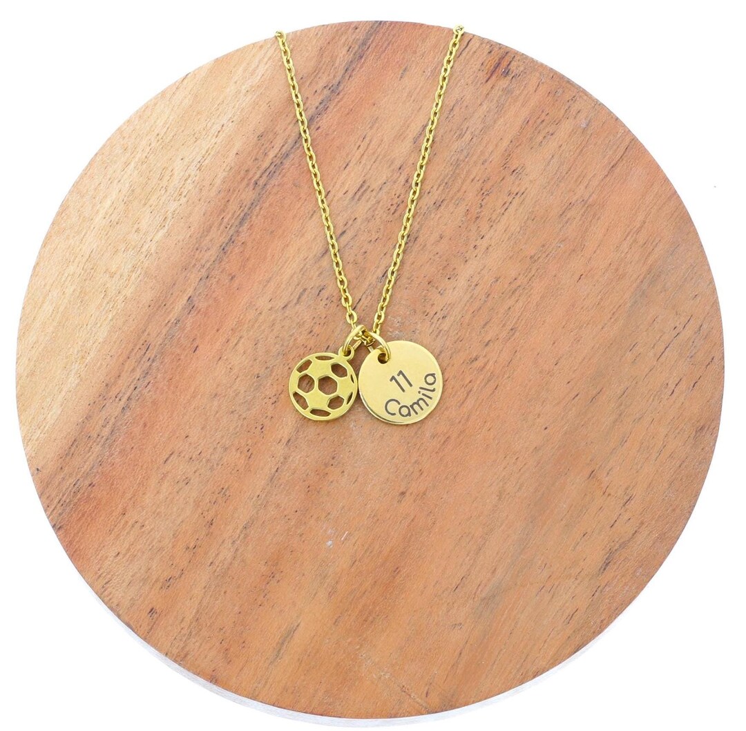 Soccer Team Gift Girls Soccer Ball Charm Necklace Gold Soccer Custom Name Number High School ...