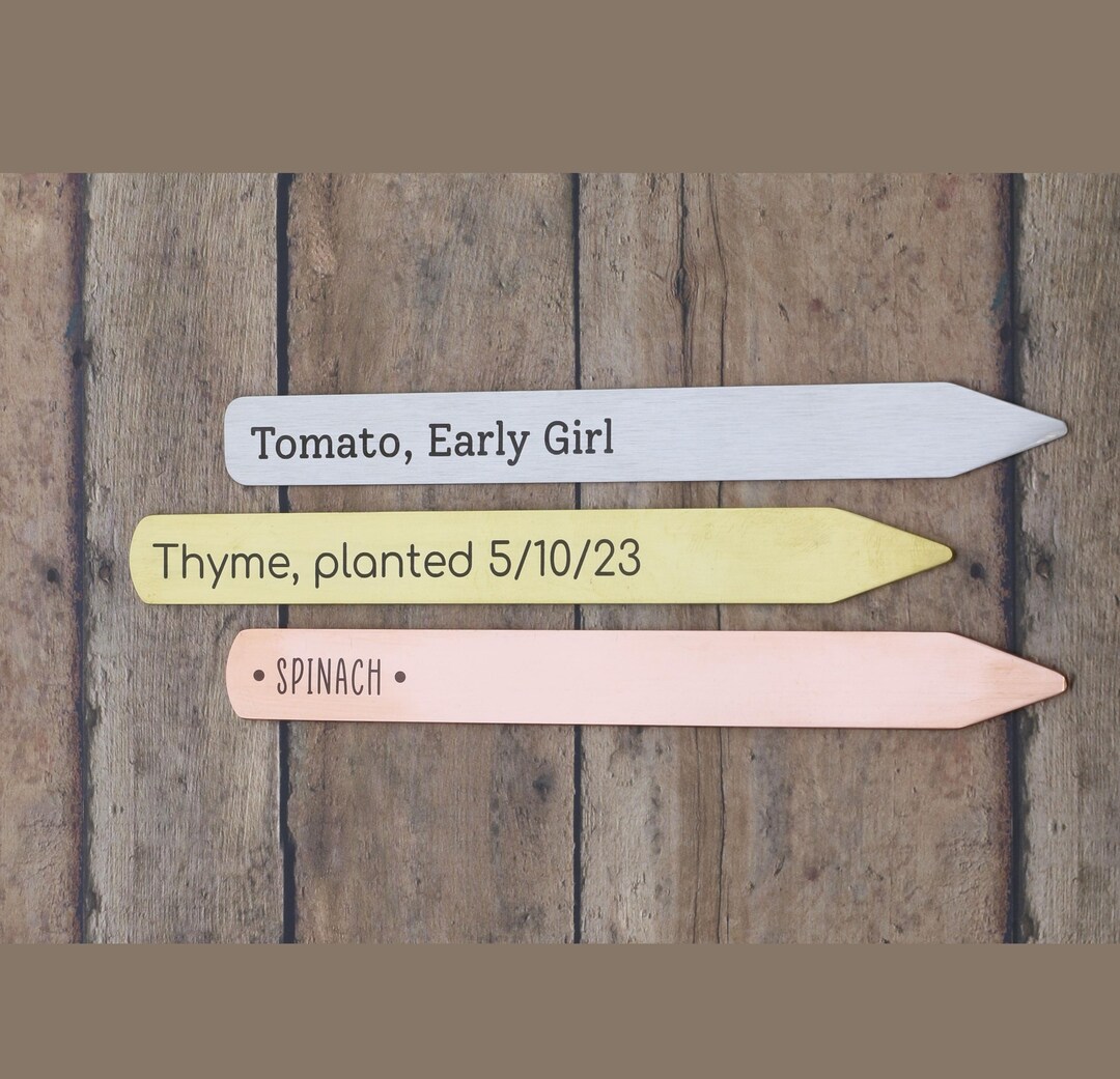 Plant Markers: Custom Silver, Brass, Copper Houseplant Sticks Custom ...