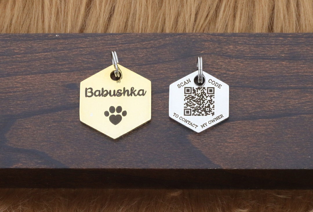 Scannable Dog Tag Pet ID Charm QR Code Included Contact Info Custom Hex ...