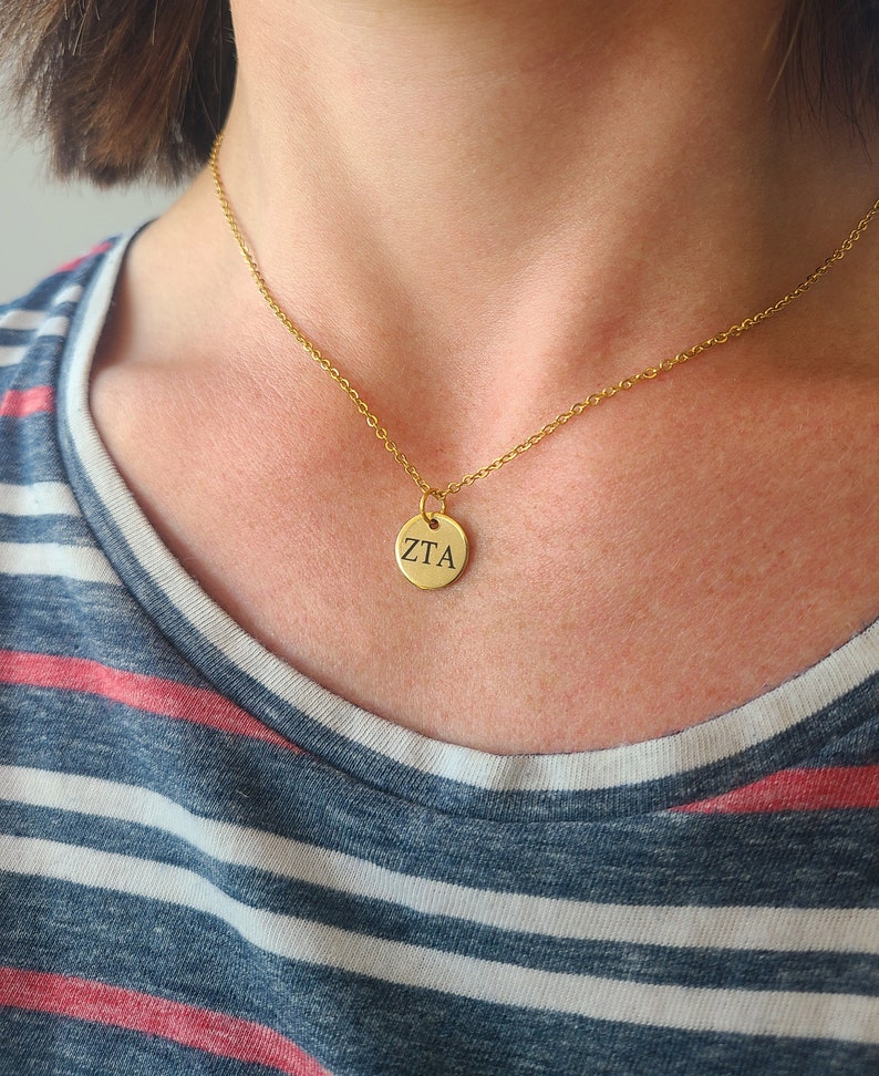 Sorority Charm Necklace, Engraved Greek Letter Jewelry, Rush Gift - Etsy