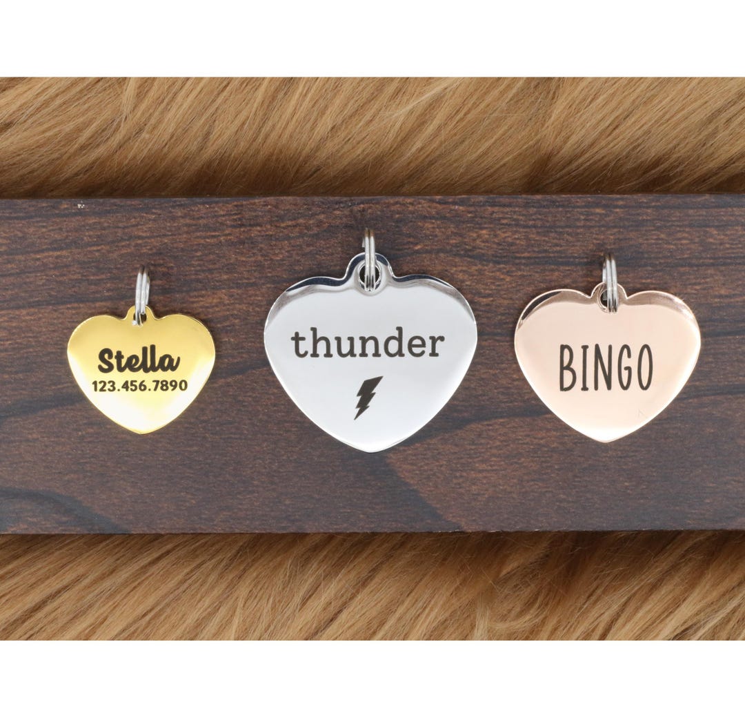 Custom Heart Pet Tag: Personalized Dog Collar ID, Engraved - Etsy