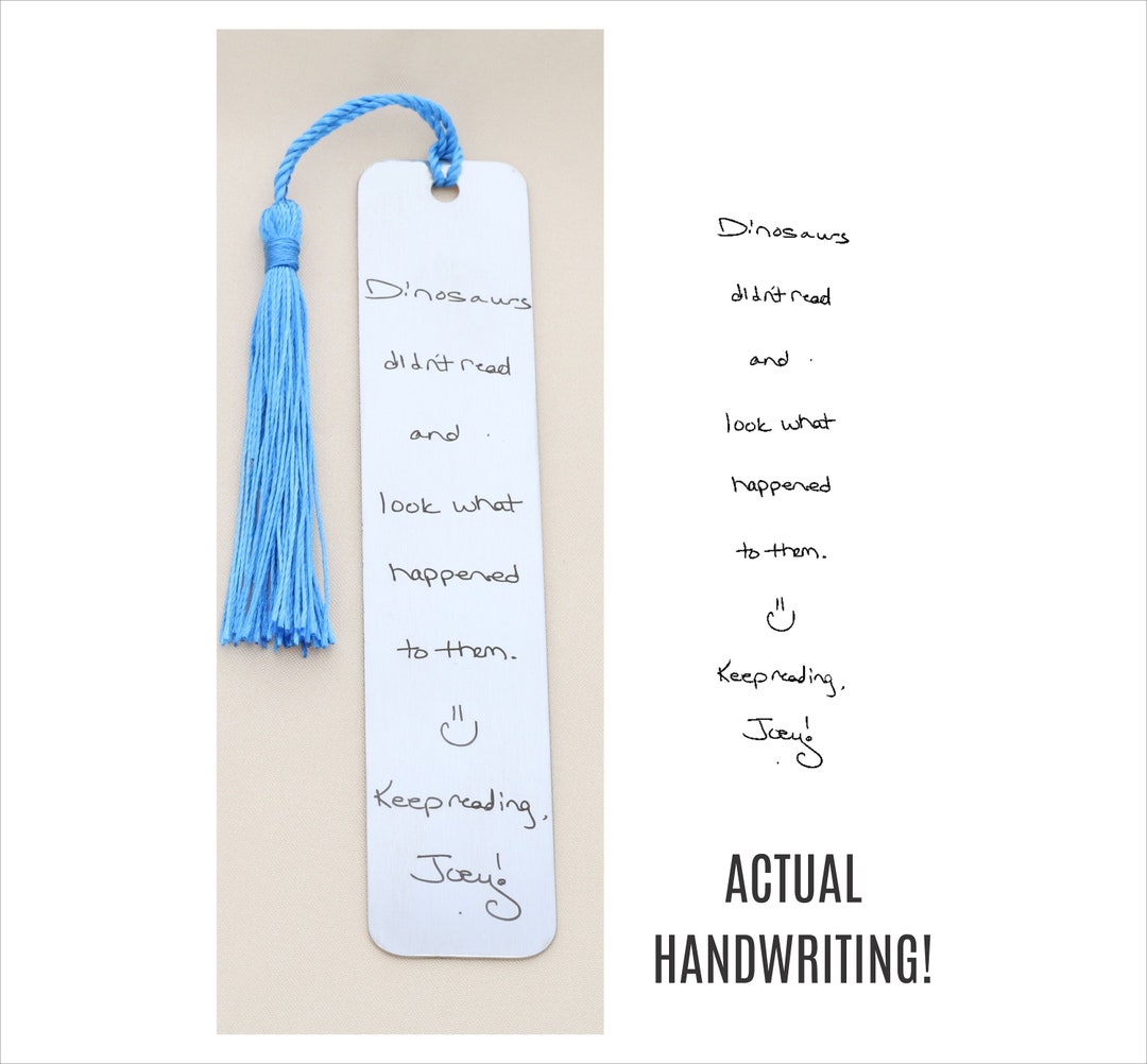 Custom Handwriting Bookmark, Personalized Metal Tassel Gift - Etsy