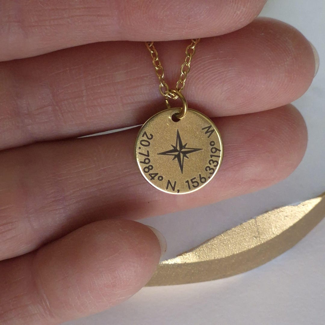 Personalized Coordinate Necklace: Laser Engraved Location Jewelry - Etsy
