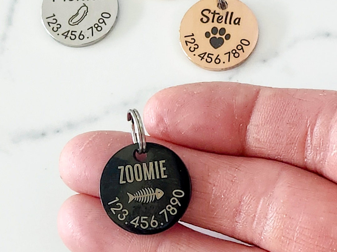 Cat Tag Small Pet Tag Custom Cat Lover Gift Personalized Icon Emoji ...