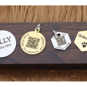 Scannable Dog Tag Pet ID Charm QR Code Included Contact Info Custom Hex ...