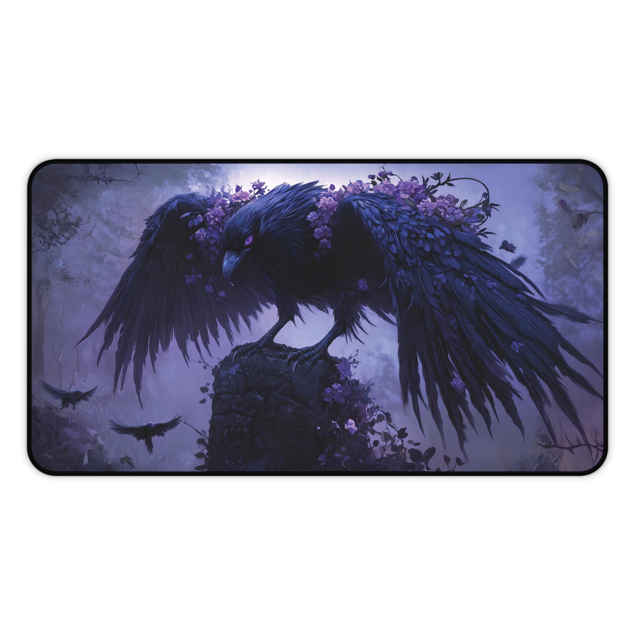 Gothic Raven Desk Mat: Dark Fantasy Purple Floral Large Mousepad - Etsy