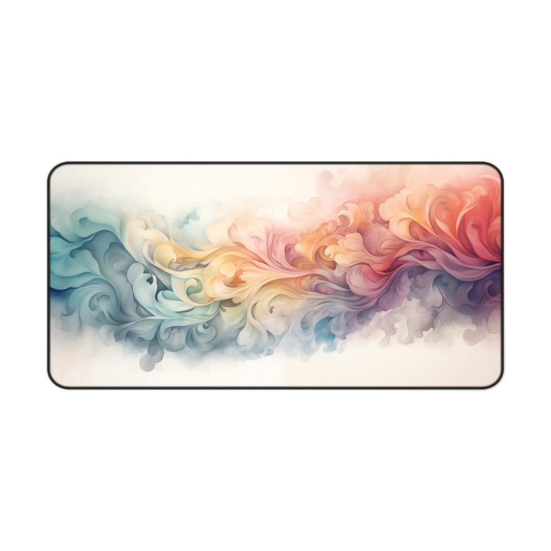 Large Gaming Desk Mat - Pastel Swirl Desk Mat - Calm Dreamy Streaming ...