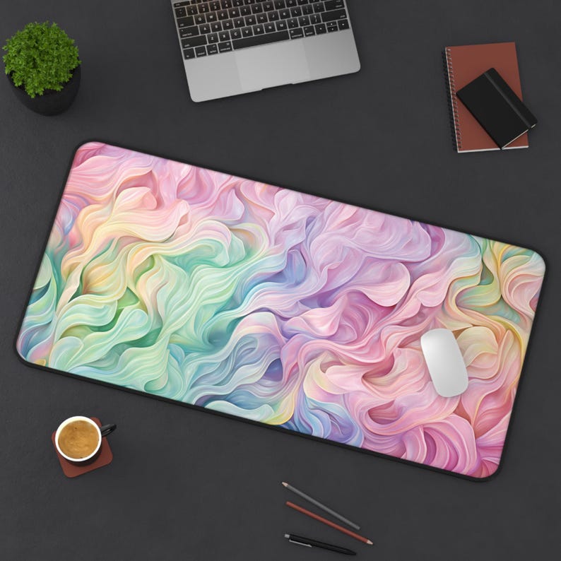 Pastel Rainbow Swirl Gaming Desk Mat: Cosy Streaming Setup - Etsy