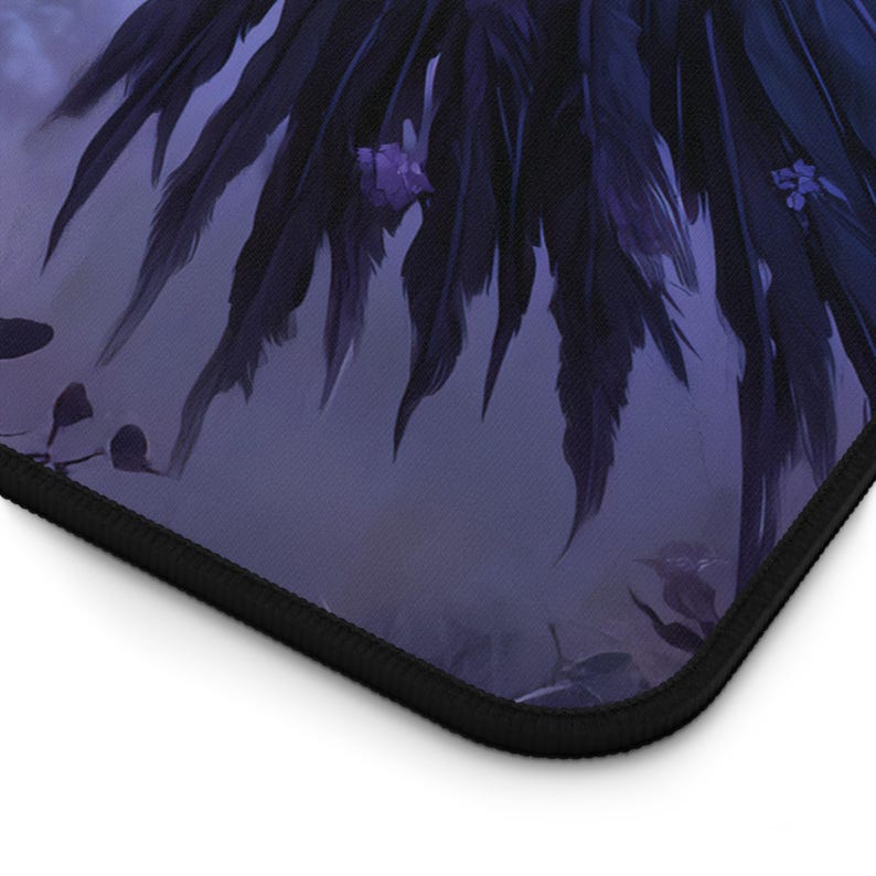 Gothic Raven Desk Mat: Dark Fantasy Purple Floral Large Mousepad - Etsy