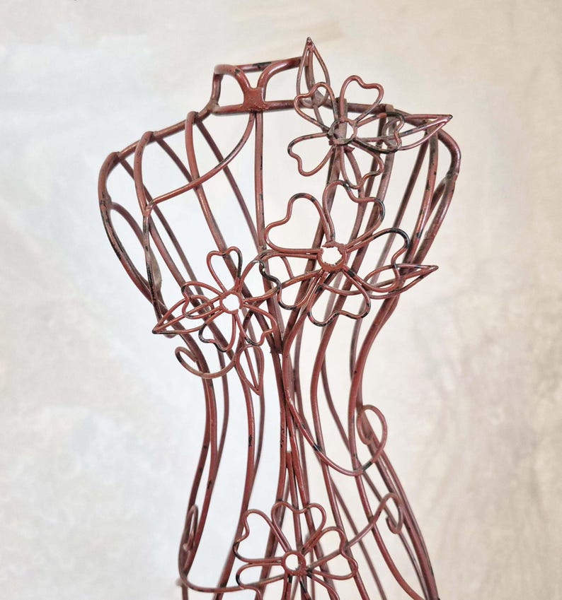 Vintage Large Red Metal Mannequin Jewellery Stand, Beautiful Wire Dress ...