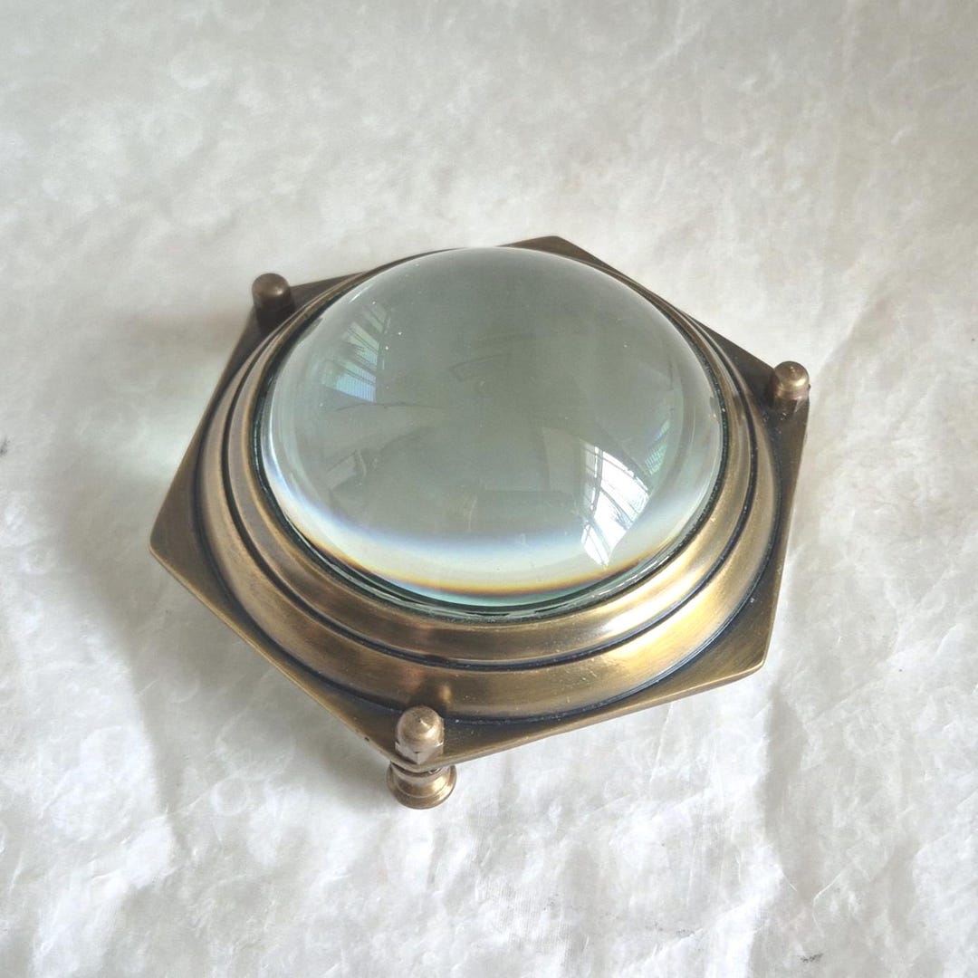 Vintage Style Brass Desktop Magnifying Glass Paperweight - W11.5cm - Etsy