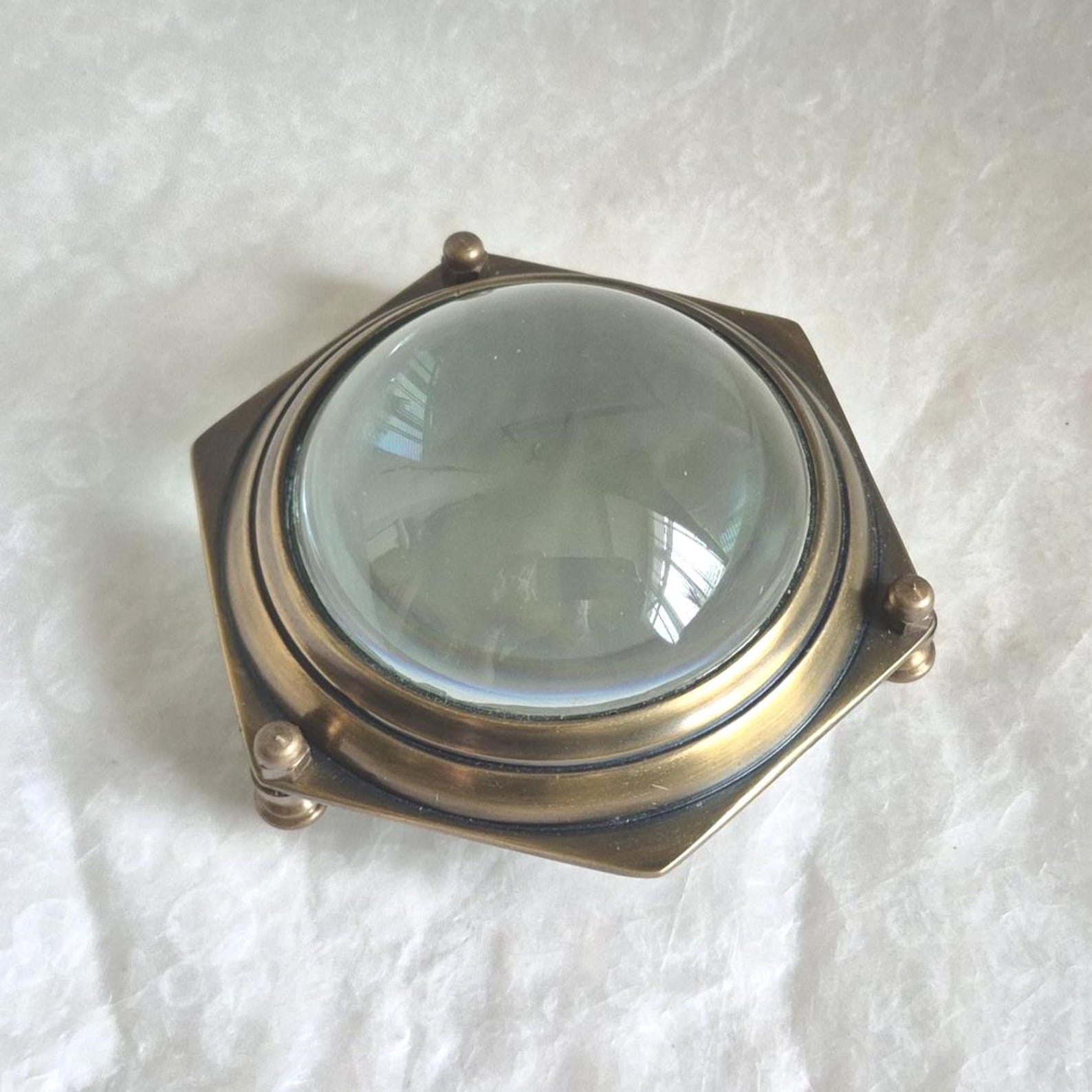 Vintage Style Brass Desktop Magnifying Glass Paperweight - W11.5cm - Etsy