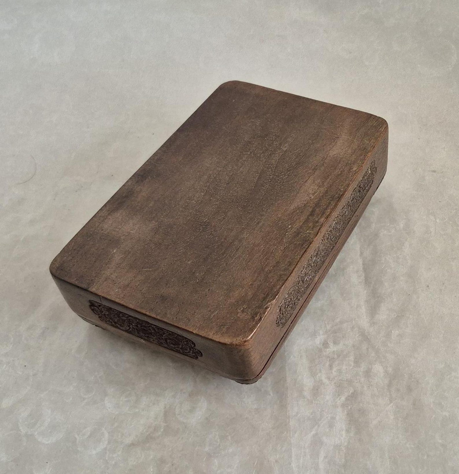 Wooden Rectangular Trinket Box With Intricate Hand Carved Decorative ...