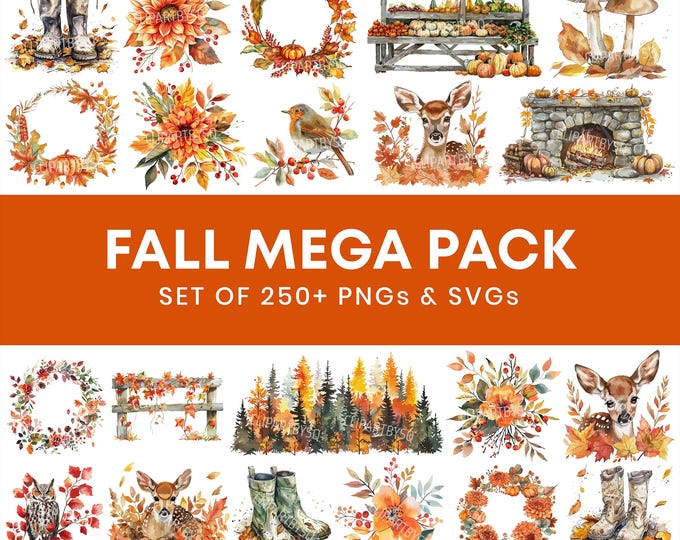 Autumn Clipart Set: Fall PNG Images, Lamppost Designs (commercial Use ...
