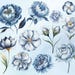 Blue Wedding Flowers Bundle - 50 Clip Arts, Wedding Floral Elements ...