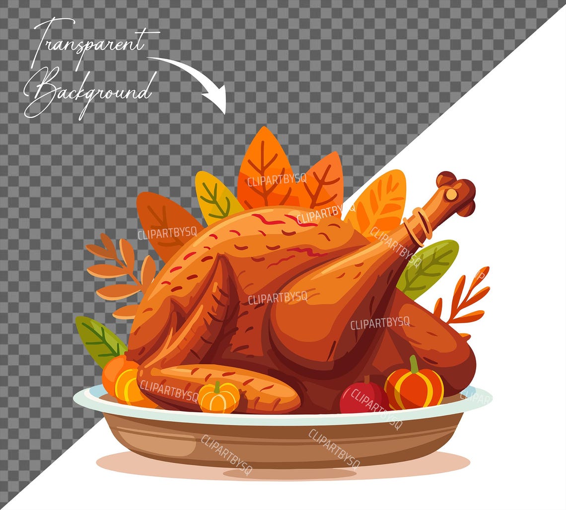 Thanksgiving Clipart PNG Bundle, Cute Fall Turkey SVG, Grateful ...