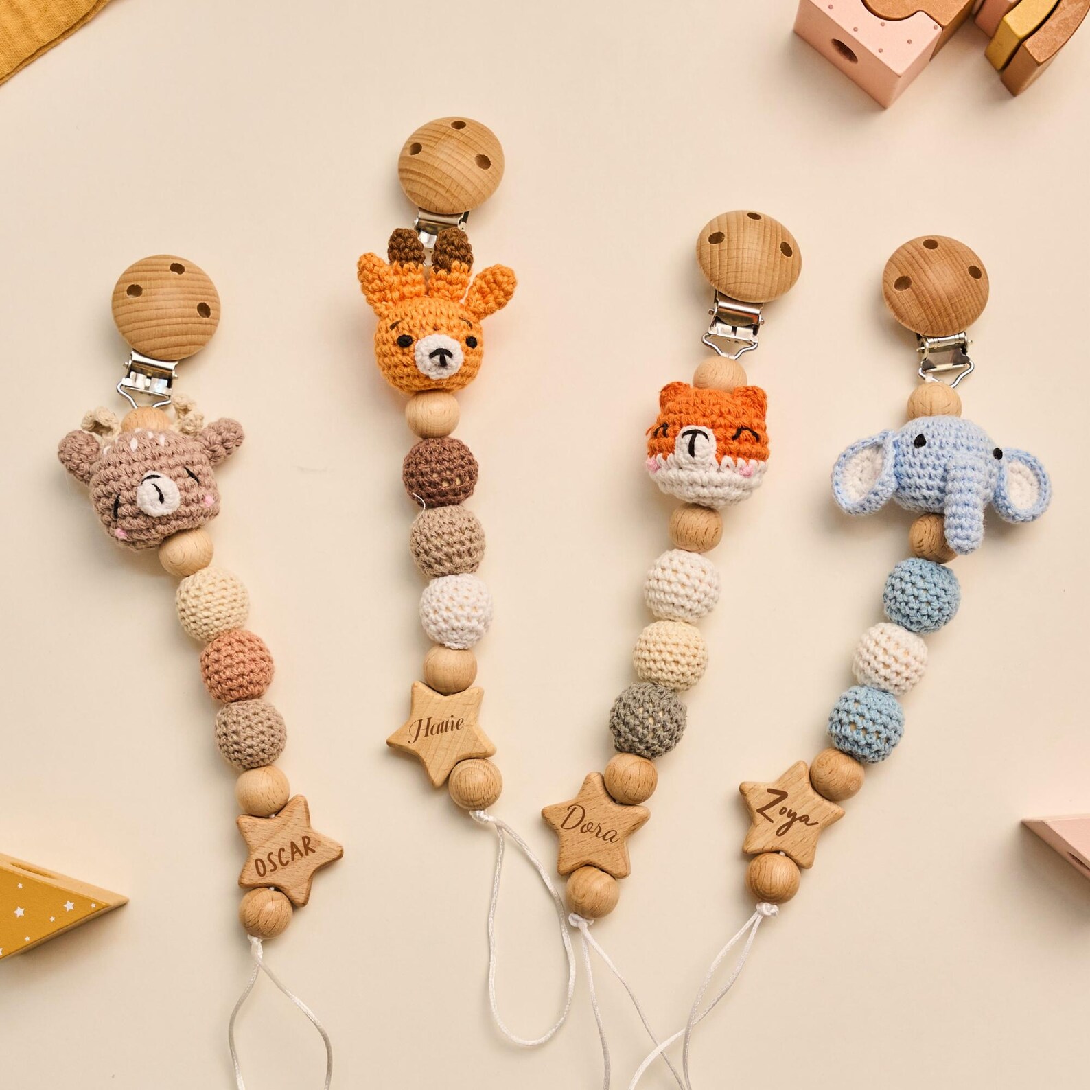 Custom Baby Name Pacifier Clip，personalized Dummy Clip With Crocheted ...