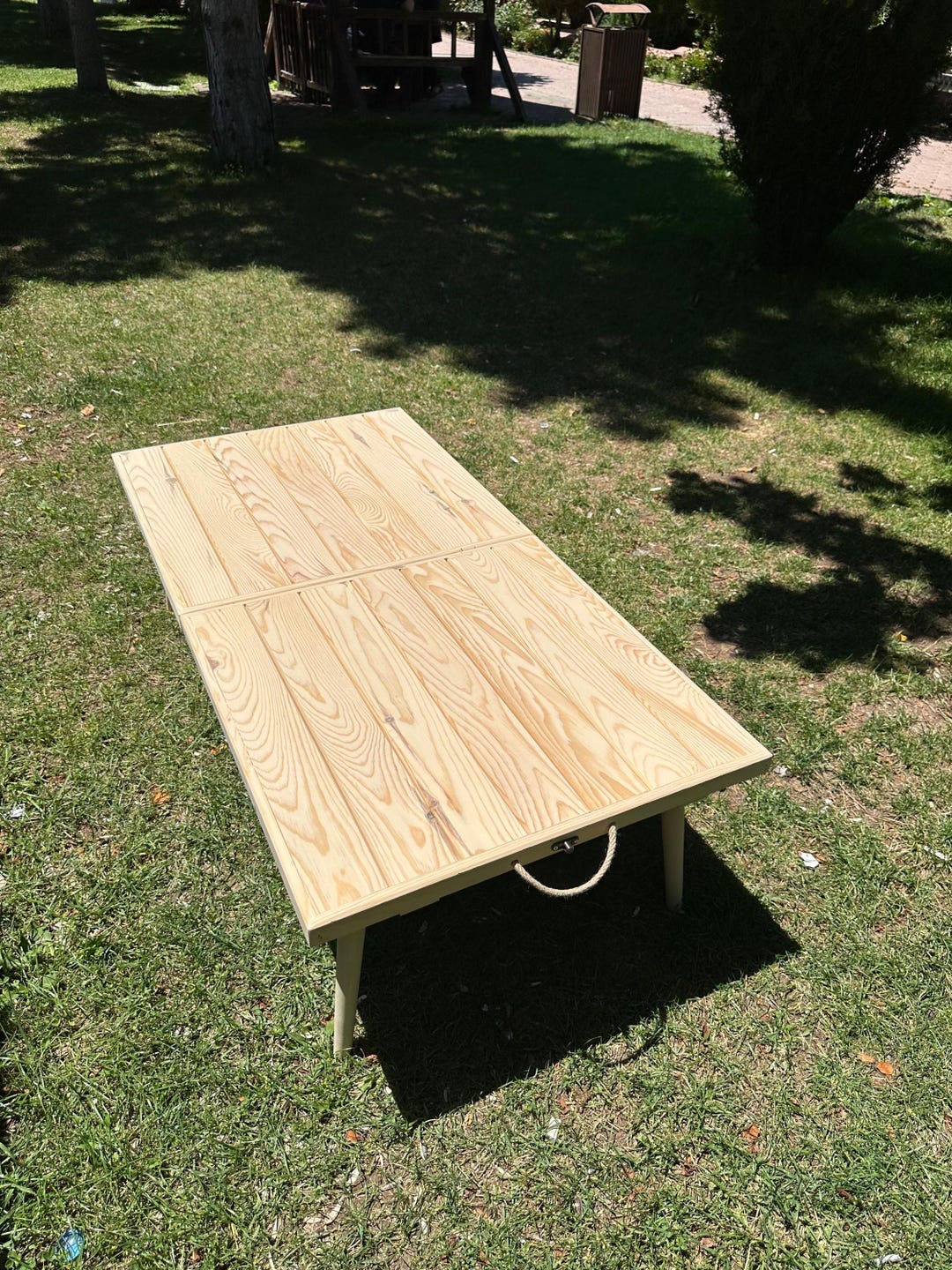 Folding 44x22 Inc Camp Table, Solid Beech Wood, Wooden Camp Table ...