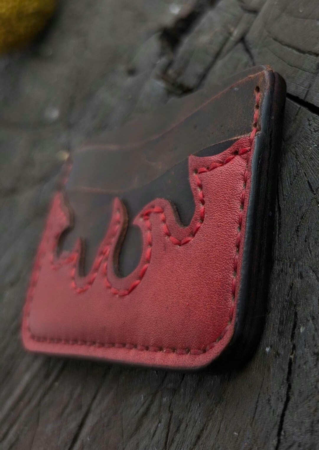 Natural Leather Cardholder Fire Animated Pattern Unique Design Texture ...
