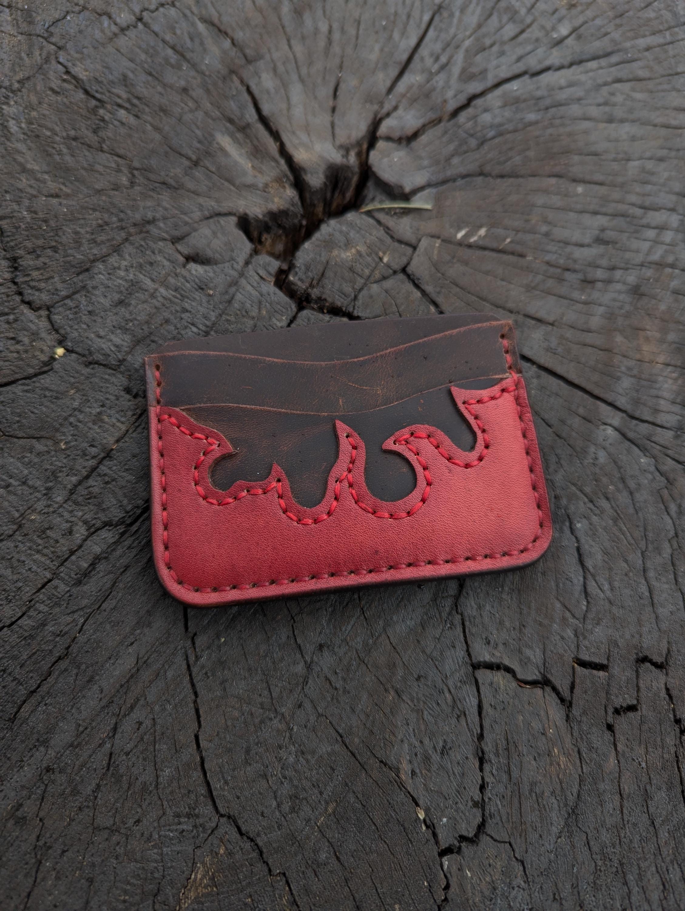 Natural Leather Cardholder Fire Animated Pattern Unique Design Texture ...