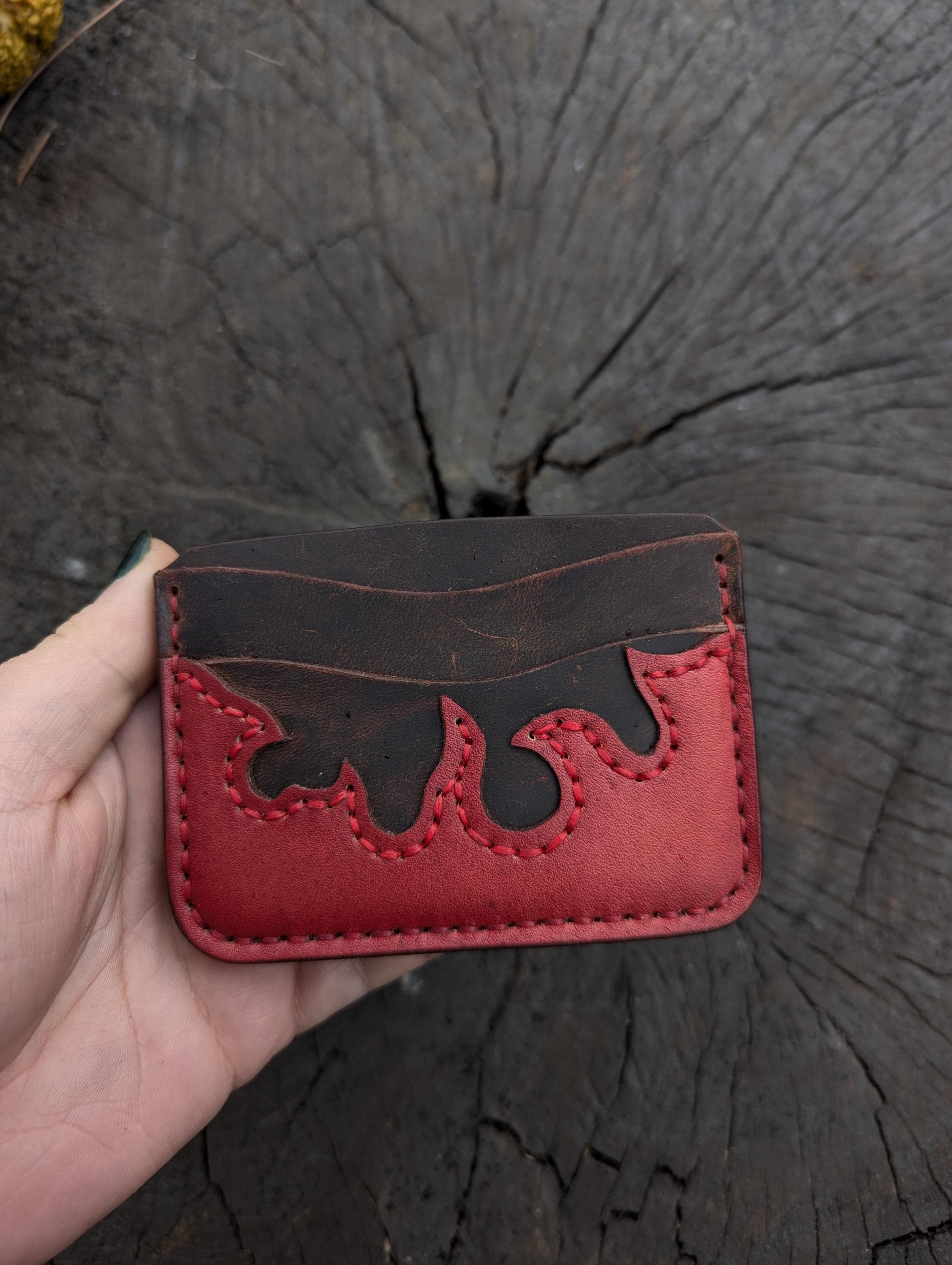 Natural Leather Cardholder Fire Animated Pattern Unique Design Texture ...