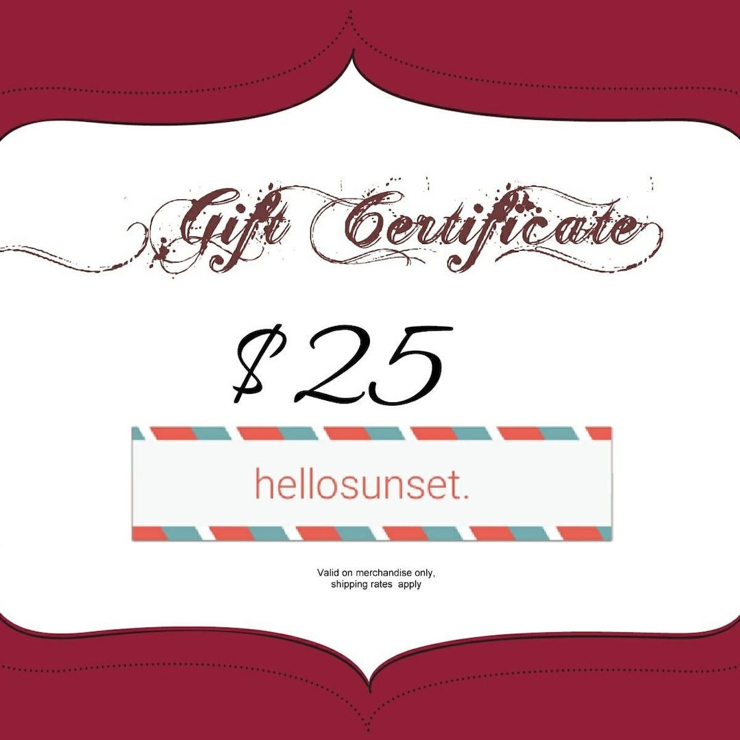 25 Gift Certificate - Etsy