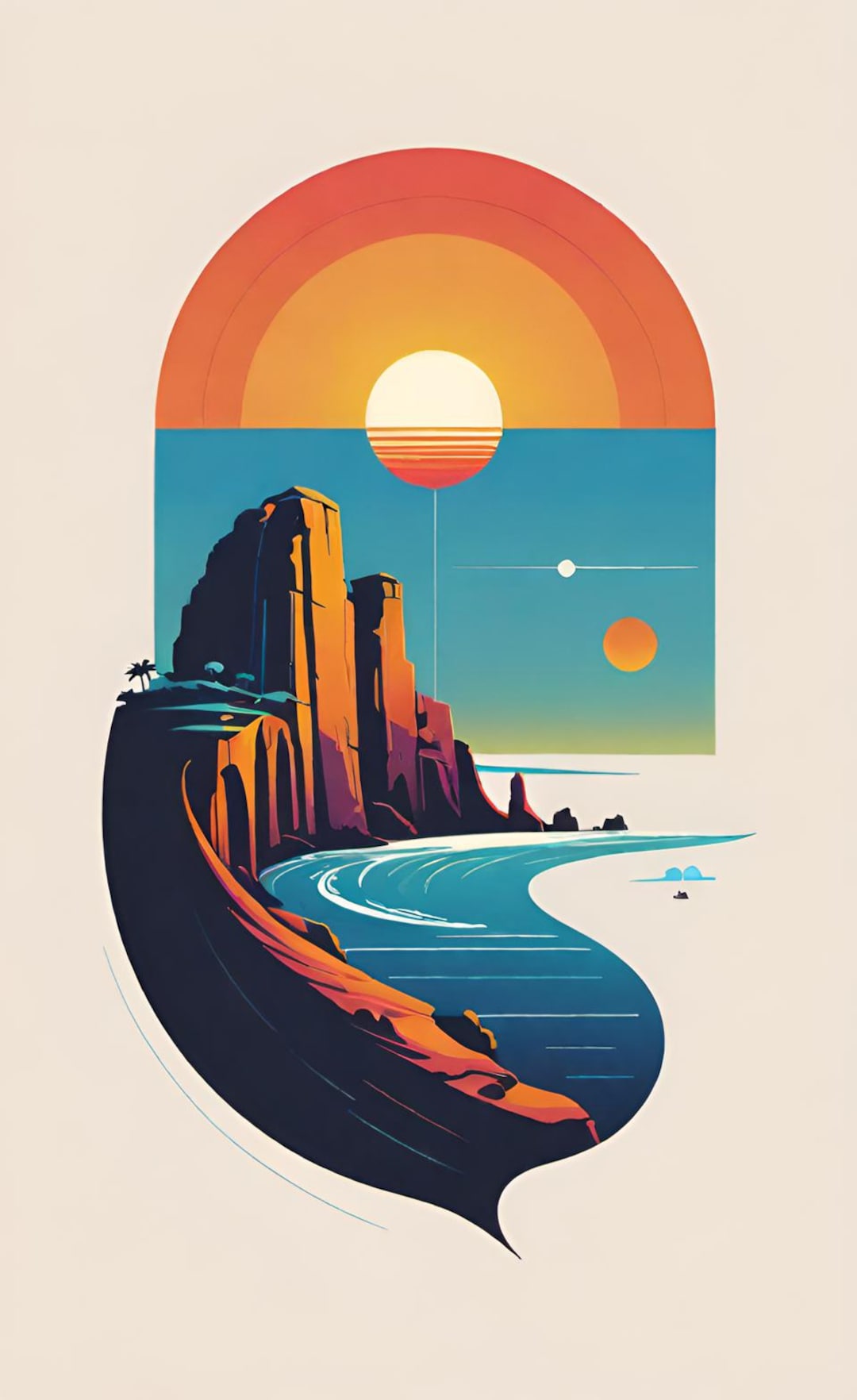 Stunning Sunset Cliffside Logo | Elegant & Nature-inspired Design - Etsy