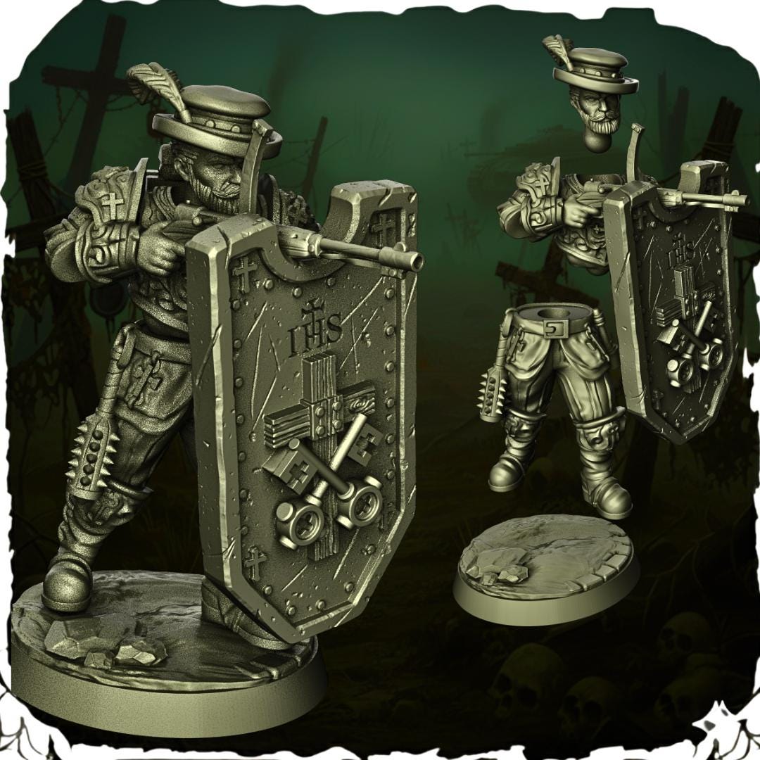 Stormtrooper With Shield Infantry - New Church - Tabletop Trench War ...