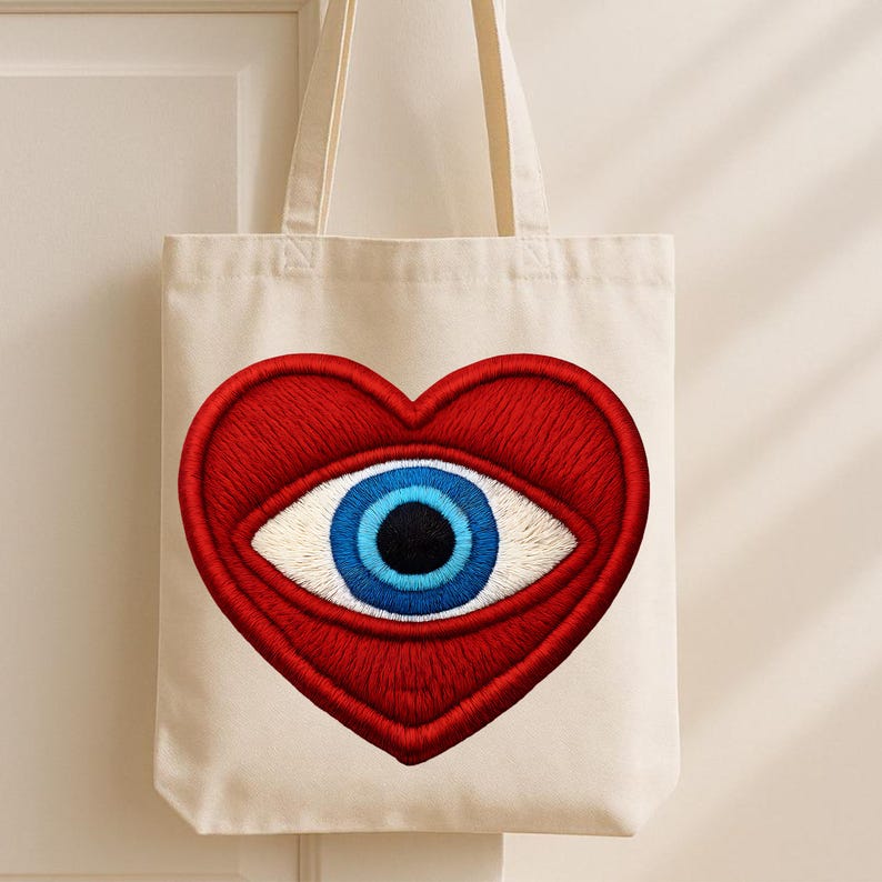 Ojo Turco Evil Eye Heart Faux Yarn PNG Embroidery Sublimation Design ...