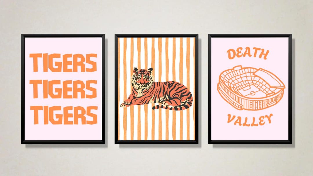 3 Clemson Digital Prints | Wall Art | Dorm Decor | Clemson Tigers - Etsy