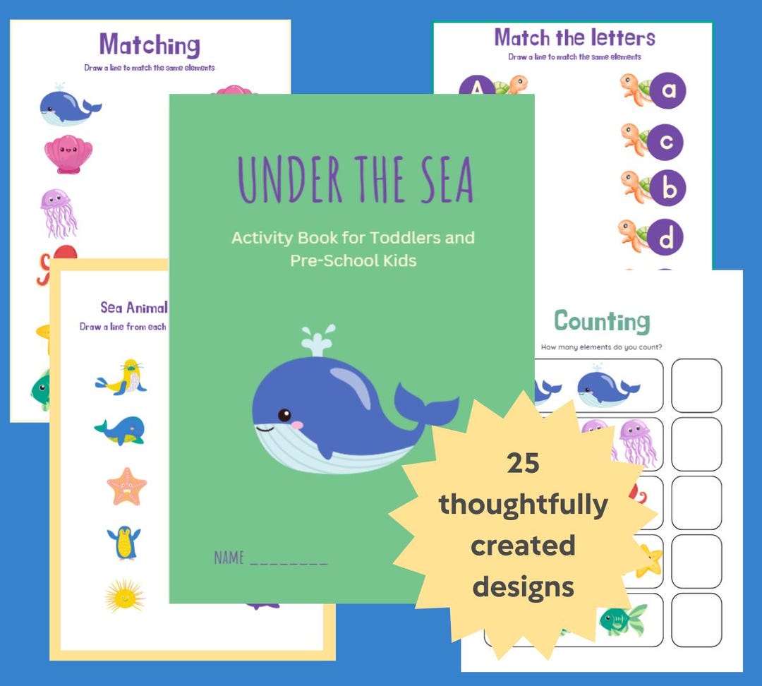 Under the Sea Printable Activity Book for Kids 25 Pages of Letters ...