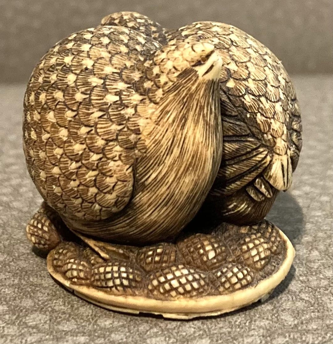 Netsuke: Ivory Figure of Two Quails on a Coil of Millet - Etsy