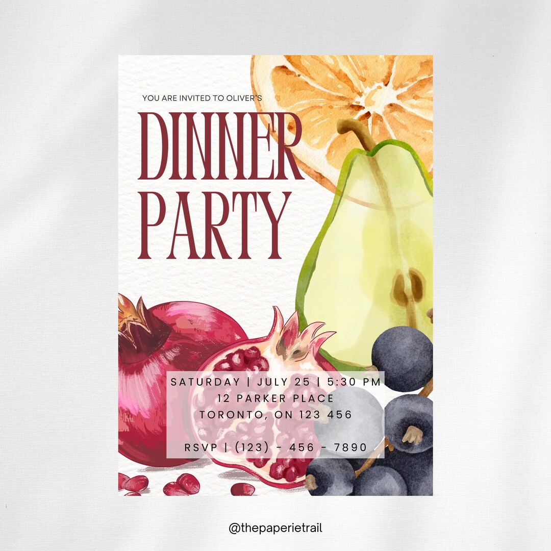 Classy Dinner Party Birthday Invitation | Pretty Coquette Birthday ...