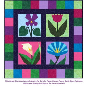 Tulip Quilt Block Pattern, Paper Piecing (FPP), 6 & 12 Inch, Resizable ...