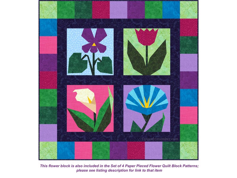 Tulip Quilt Block Pattern: Paper Piecing, 6 & 12 Inch, Resizable (PDF ...
