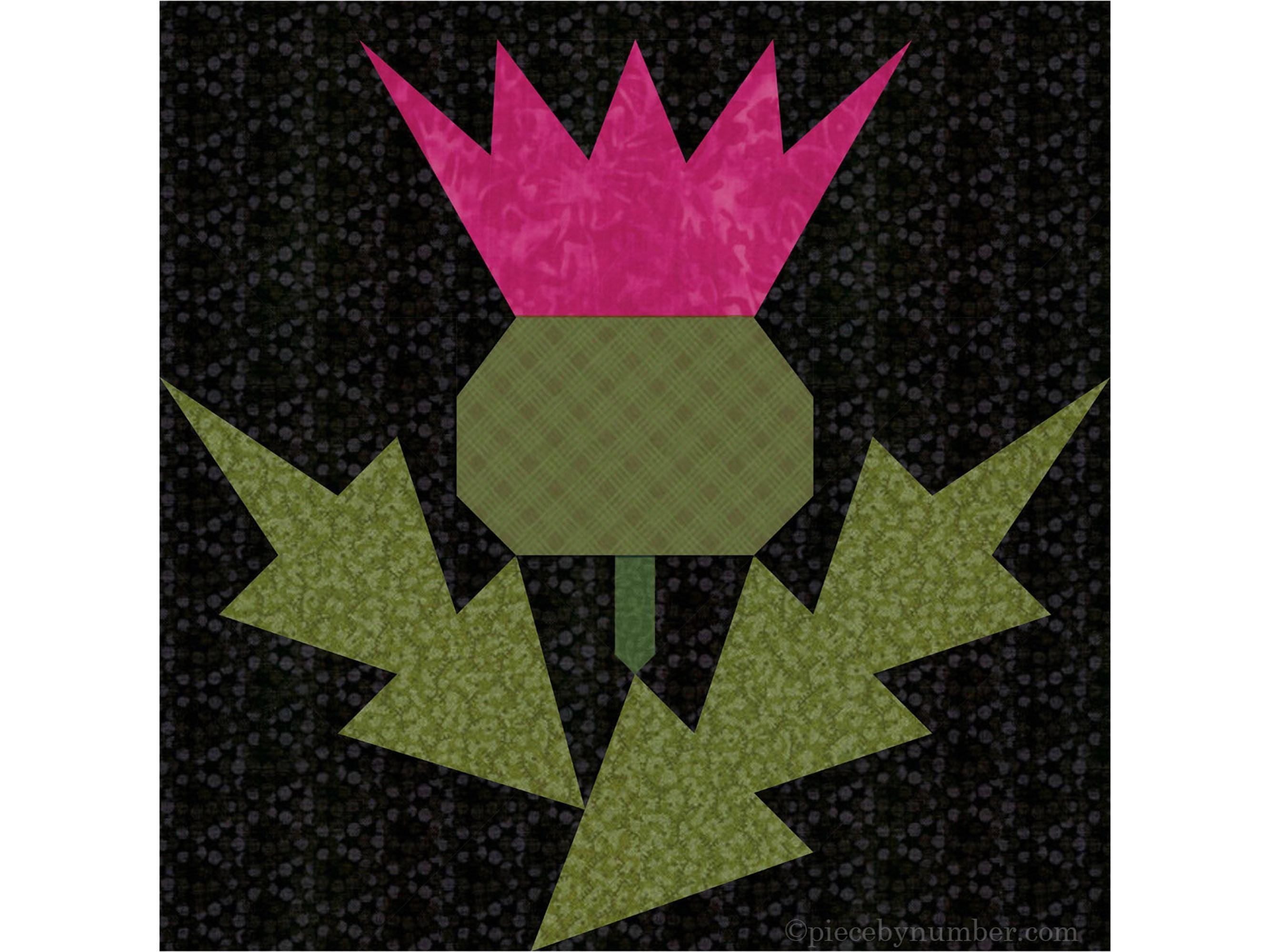 Thistle Quilt Block Pattern: Paper Pieced, 6 & 12 Inch, Resizable (PDF ...