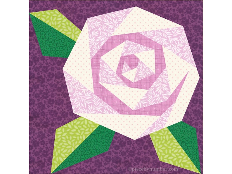 Rosie's Rose Flower Quilt Block Pattern, Paper Piecing, 6 & 12 Inch ...