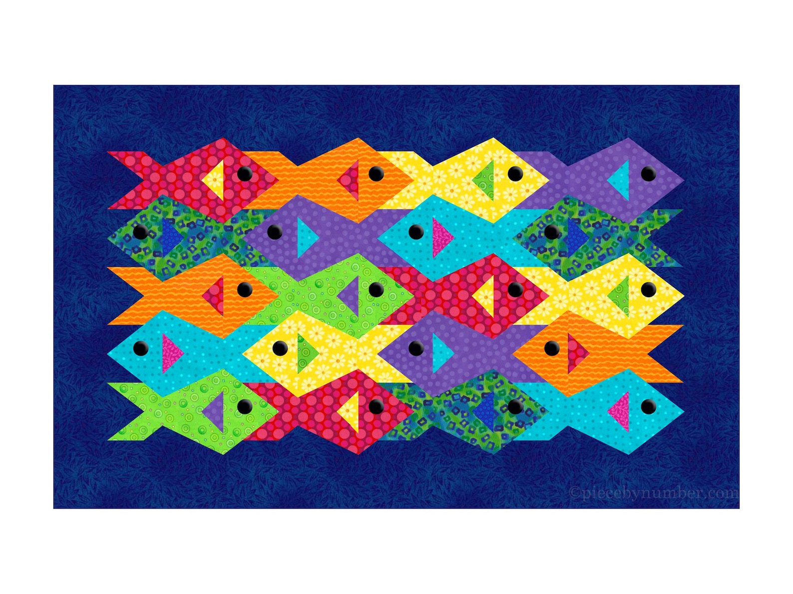 Tessellating Fish Quilt Pattern, Paper Piecing, 3 X 5-3/4 Inch Fish ...