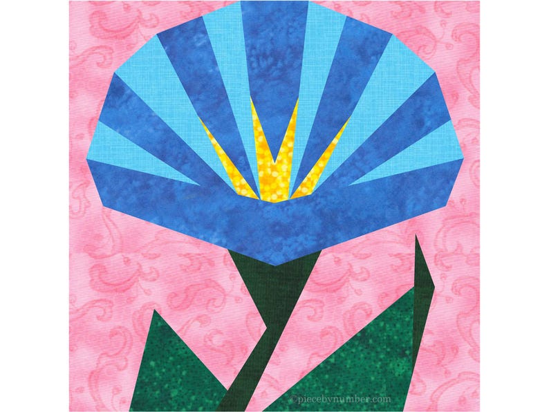 Morning Glory Quilt Block Pattern: Paper Pieced, 6 & 12 Inch, Resizable ...