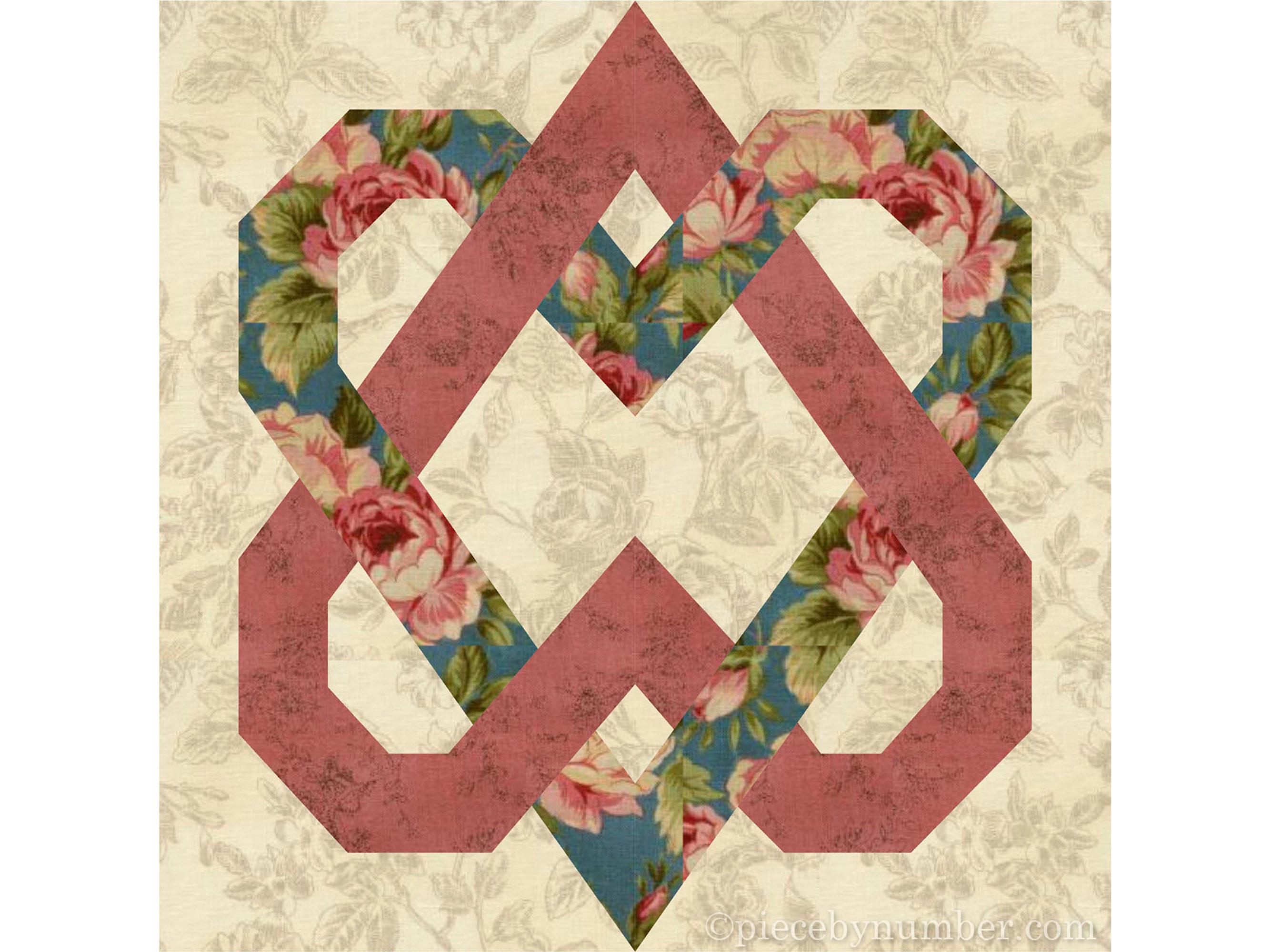 Linked Hearts, Paper Pieced Quilt Block Pattern, PDF Download, 8 & 12 ...