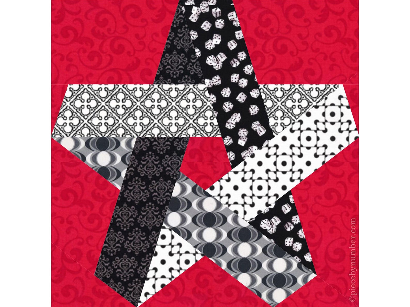 Pentagram Star Quilt Block Pattern: Paper Piecing, 12 Inch, Resizable ...