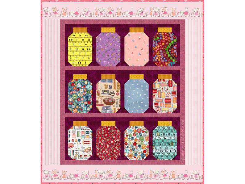 Mini Bug Jar Quilt Pattern, Paper Piecing, 22 X 24 Inch Wall-hanging ...