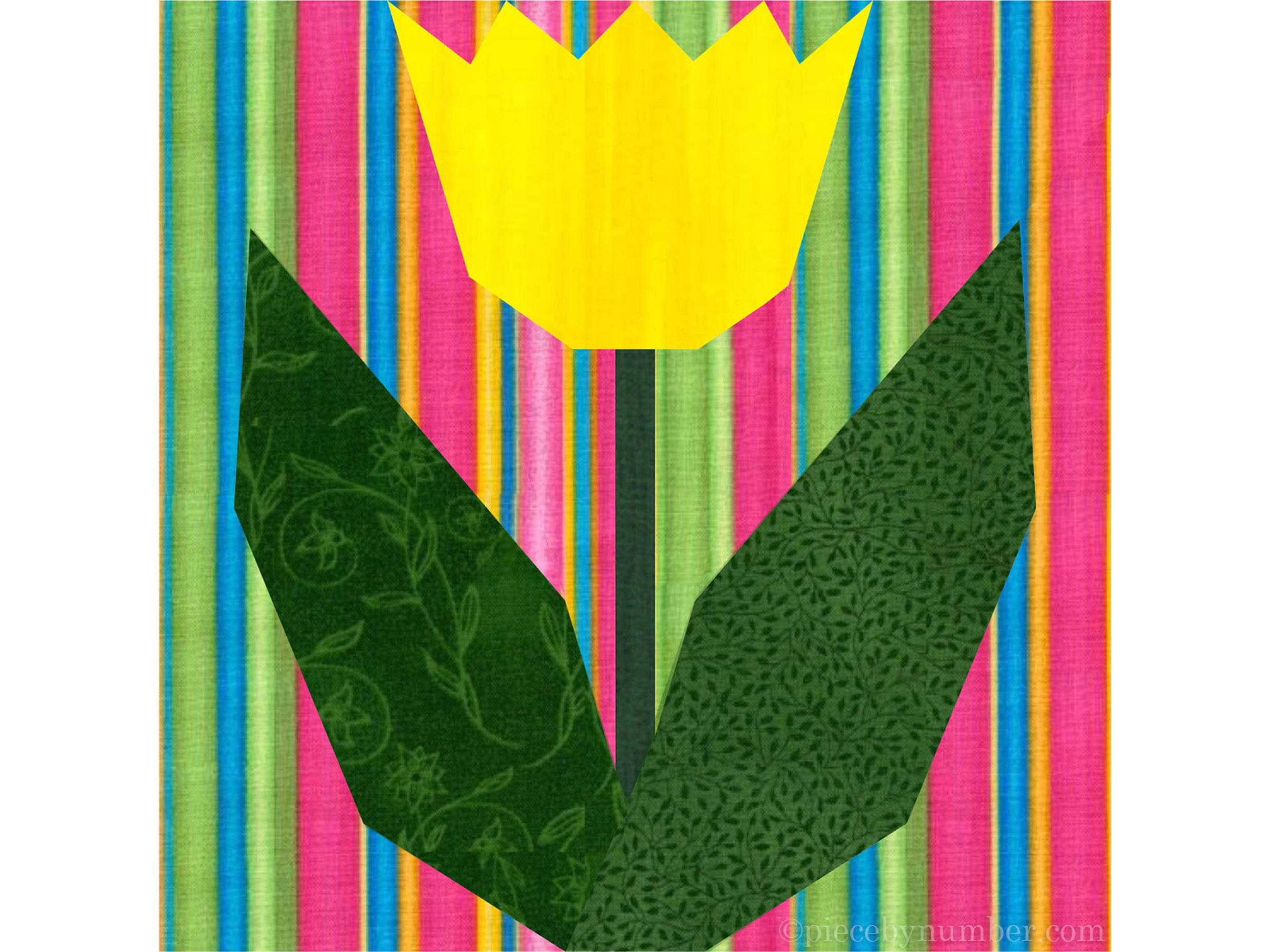 Tulip Paper Pieced Quilt Block Pattern, PDF Download, 6 & 12 Inch ...