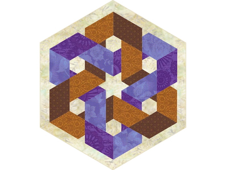 Hexagonia Paper Pieced Quilt Block Pattern, PDF Download, 12 Inch ...