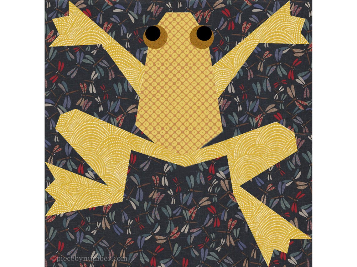 Frog Quilt Block Pattern (PDF Download): Paper Pieced, 6 & 12 Inch ...