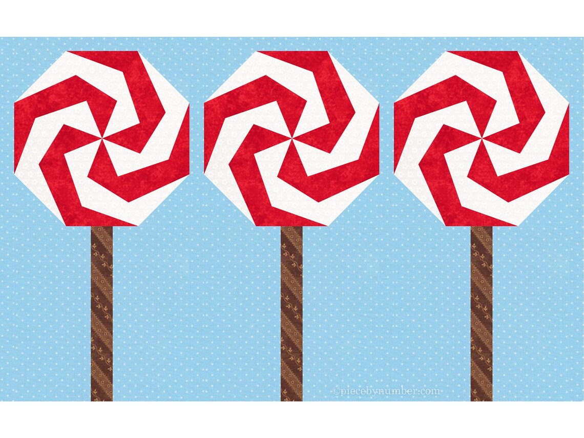 Lollipop Quilt Block Pattern, Paper Piecing (FPP), 6 & 12 Inch Blocks ...