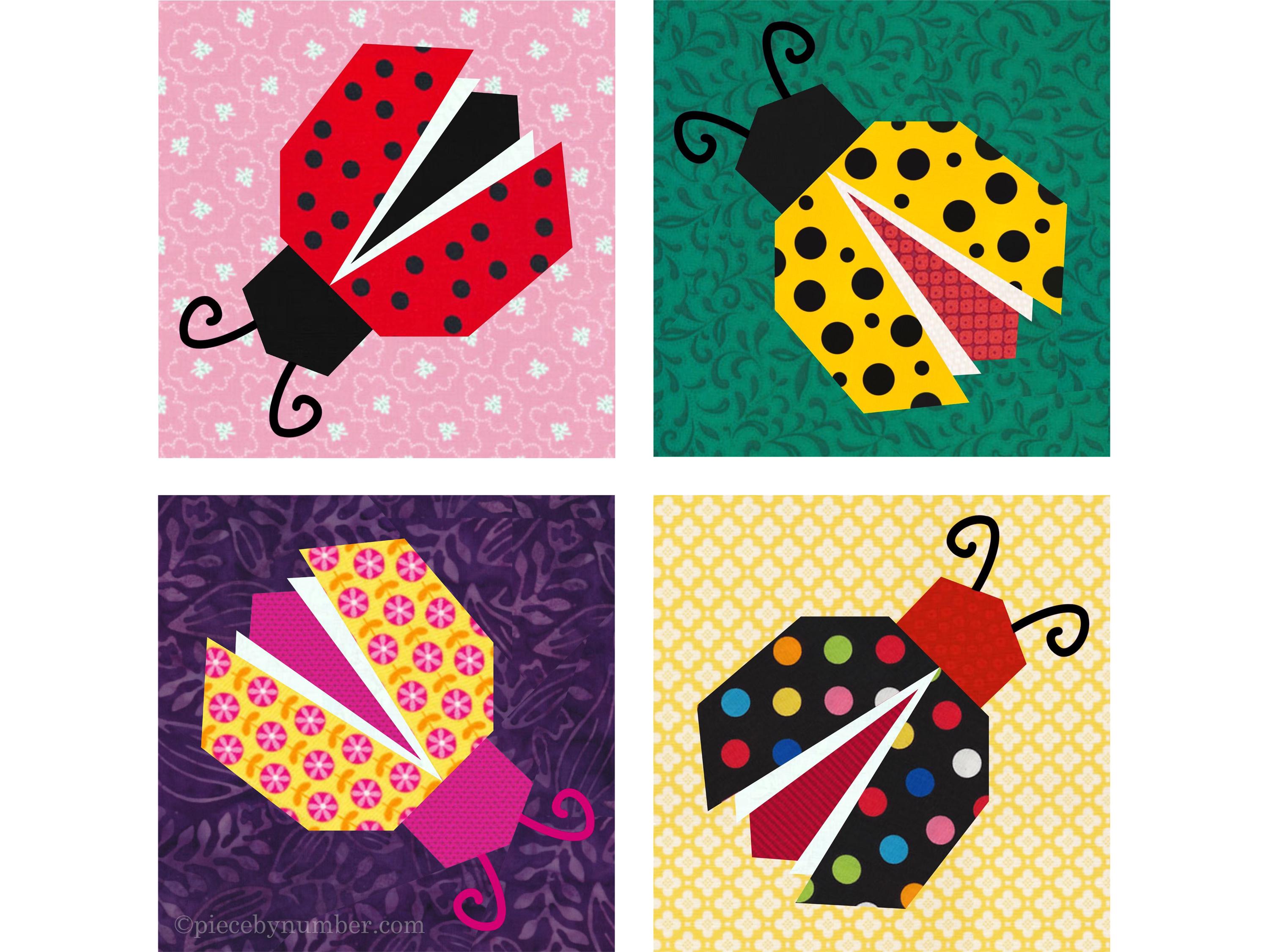 Ladybug Paper Piecing Quilt Block Pattern, PDF Download, 6 & 12 Inch ...
