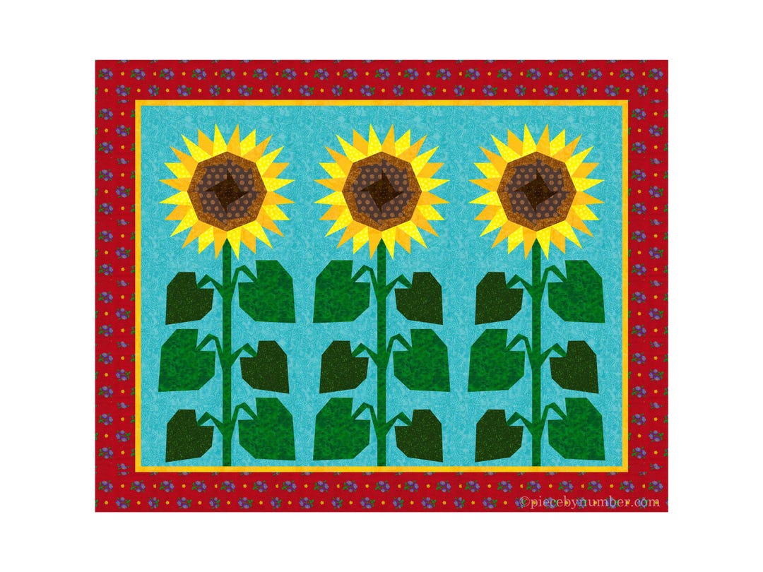 Sunflower Quilt Block Pattern: Paper Pieced, 6 & 12 Inch, Resizable ...