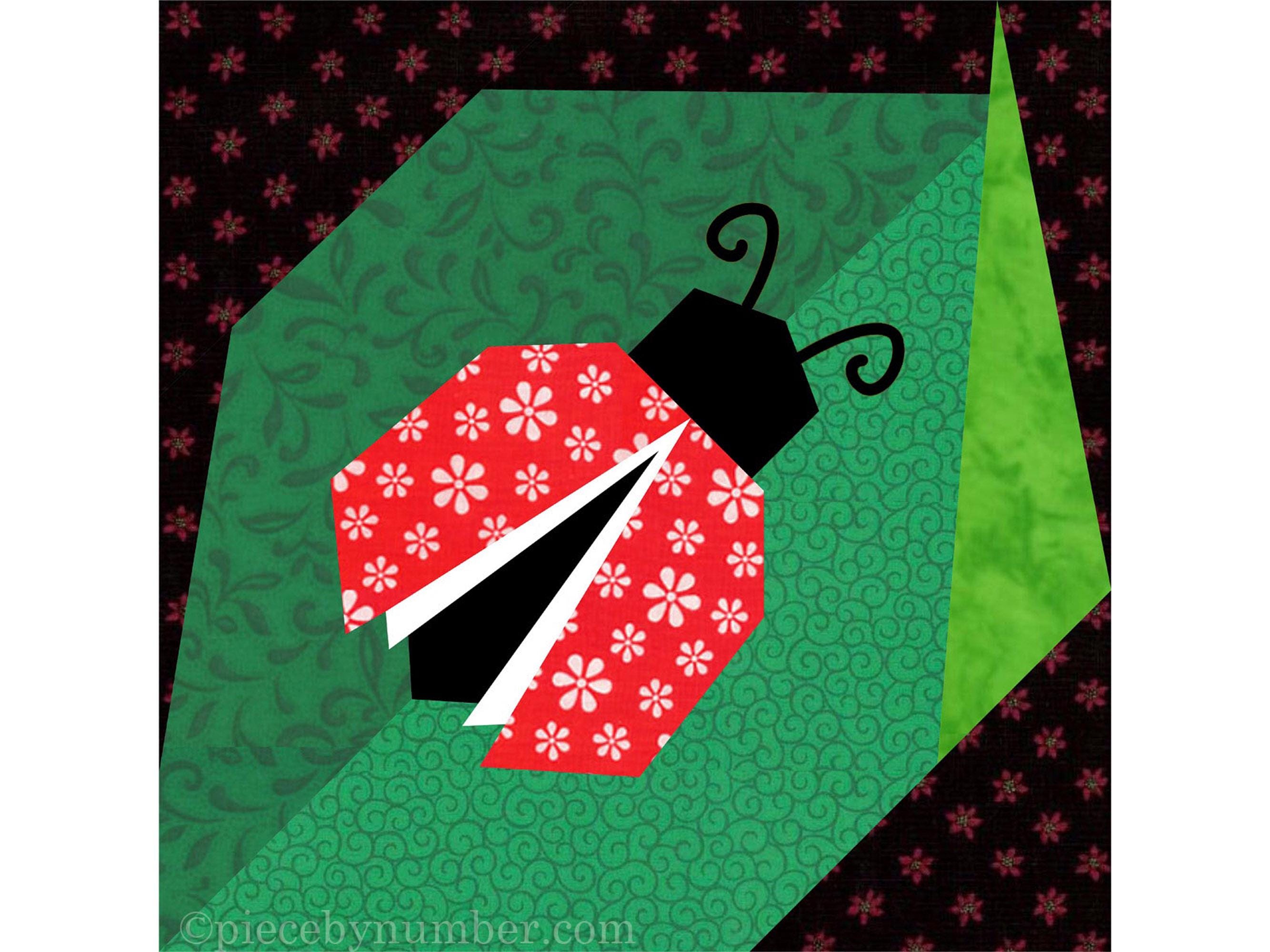 Ladybug Paper Piecing Quilt Block Pattern, PDF Download, 6 & 12 Inch ...